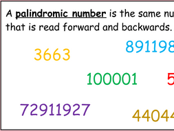 Palindromic numbers | Teaching Resources