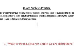 Quote Analysis Practice | Teaching Resources