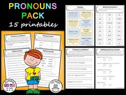 Pronouns Pack (Parts of Speech) (suitable for both UK/US) - 15 ...
