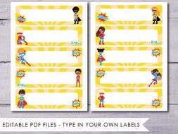 Superhero Tray Labels - editable | Teaching Resources
