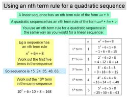 Generating quadratic sequences | Teaching Resources