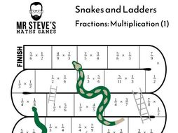 Multiply Fractions Game Snakes and Ladders Multiplication Year 6 Year 7 ...