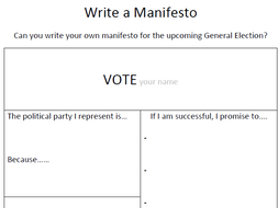 Write a Manifesto - Election, Government, Politics | Teaching Resources