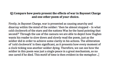 Bayonet Charge - Grade9/A* English Poetry Comparison | Teaching Resources
