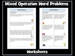 Word Problems - Mixed Operations | Teaching Resources