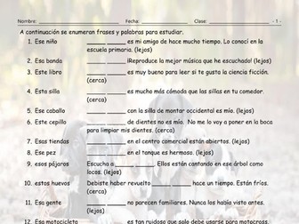 Demonstrative Adjectives Spanish 4 Worksheet-2 Game-1 Exam Bundle ...