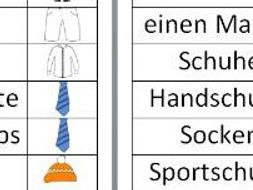German clothes vocab matching cards | Teaching Resources