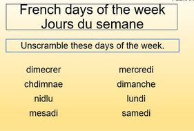 French lesson days of the week | Teaching Resources