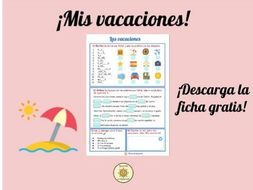 Las vacaciones ficha- Holidays Spanish worksheet-vocabulary, reading ...