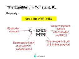 Powerpoint introducing Kc, including equilibrium amounts and units ...