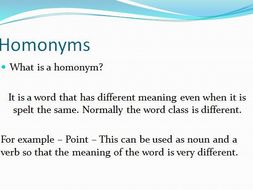 KS2 Grammar - Homonyms - Same spelling: different meaning | Teaching ...