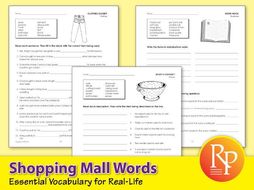 Shopping Mall Words: Essential Vocabulary by RemediaPub | Teaching ...