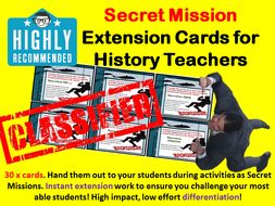 Secret Mission Extension Cards for History Teachers | Teaching Resources