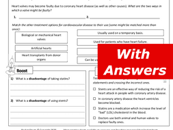 Cardiovascular Disease Home Learning Worksheet GCSE | Teaching Resources