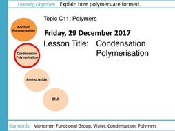 AQA GCSE: C11 Polymers: L2 Condensation Polymerisation | Teaching Resources