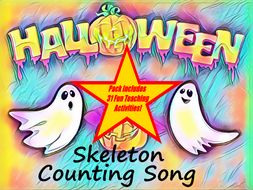 Halloween Skeleton Counting Song + Writing and Vocabulary Worksheets ...