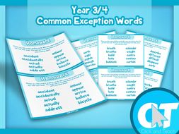 Year 3/4 Common Exception Words Homework | Teaching Resources