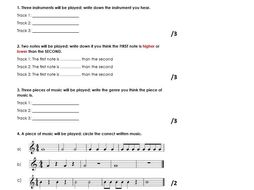 Music test paper - (comes with listening section with MP3 file ...