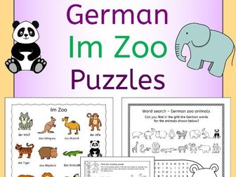 German Zoo Animals Im Zoo Bundle - Activities, Puzzles, Word Wall ...
