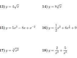 Differentiation - Power, Constant, and Sum Rule worksheet (with ...