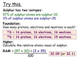 Isotopes and Relative Atomic Mass GCSE Lesson (SC3c CC3c) | Teaching ...