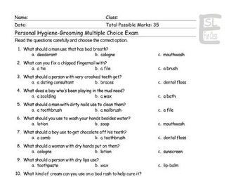 Personal Hygiene-Grooming 20 Worksheet-Exam Bundle | Teaching Resources