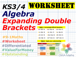 Expanding Double Brackets - WORKSHEET | Teaching Resources