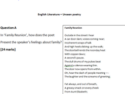 GCSE AQA Unseen Poetry Practice Questions and Lesson | Teaching Resources