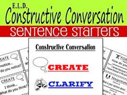 ELD Constructive Conversation Sentence Starters Common Core Aligned ...