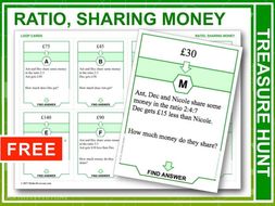 Ratio, Sharing Money (Treasure Hunt) | Teaching Resources