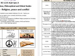 RE GCSE AQA Theme D Religion, Peace and Conflict - essential teachings ...