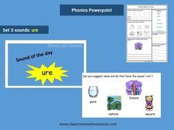 Phonics Powerpoint & Worksheet - ure sound | Teaching Resources