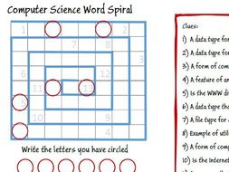 Computer Science Starter Task - Word Spiral Puzzle - KS3, GCSE, A-Level ...