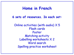 Home in French Worksheets, Games, Activities and Flash Cards (with ...