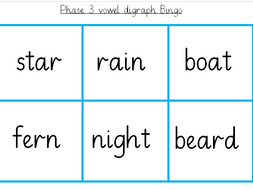 Phonics bingo set phase 3 vowel digraphs | Teaching Resources