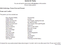 AQA Power & Conflict Poetry Anthology - 15 x practice questions ...