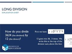 Long Division Explanation Sheet | Teaching Resources