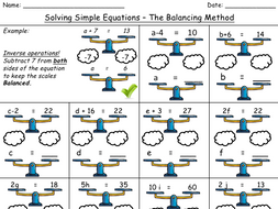 Solving One Step Equations Using 'Balancing Scales' (1 Step Equations ...