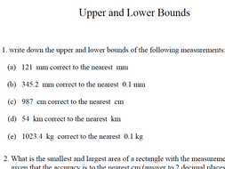 GCSE Maths upper and lower bounds | Teaching Resources