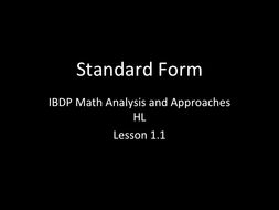 IBDP Math Analysis and Approaches HL - Standard Form | Teaching Resources