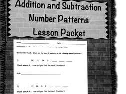 Addition and Subtraction Number Patterns Lesson Packet | Teaching Resources