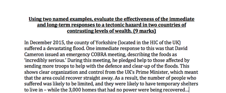 Responses to a tectonic hazard in 2 different countries - A*/Grade 9 ...