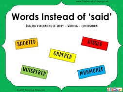 Words Instead of Said - KS2 | Teaching Resources