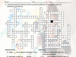 Childhood Activities Spanish Crossword Puzzle | Teaching Resources