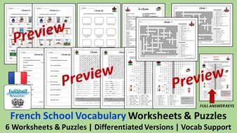 French School Vocabulary Worksheets (L'ecole) | Teaching Resources
