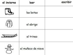 SPANISH WINTER VOCABULARY WORD PACKET | Teaching Resources