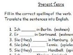German present tense verbs worksheet | Teaching Resources