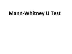 Mann-Whitney U Test | Teaching Resources