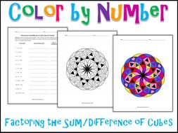 Factoring the Sum or Difference of Cubes Color by Number | Teaching ...