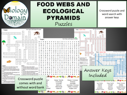 Food Webs and Ecological Pyramids Crossword and Word Search | Teaching ...